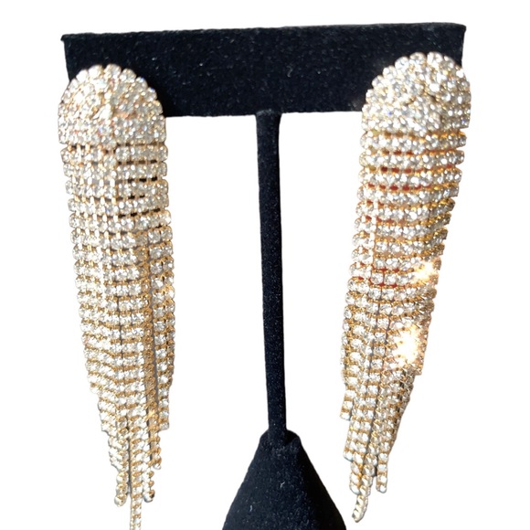 Gold Earrings Dangle | Jewelry | Gold Crystal Rhinestone Dangle ...
